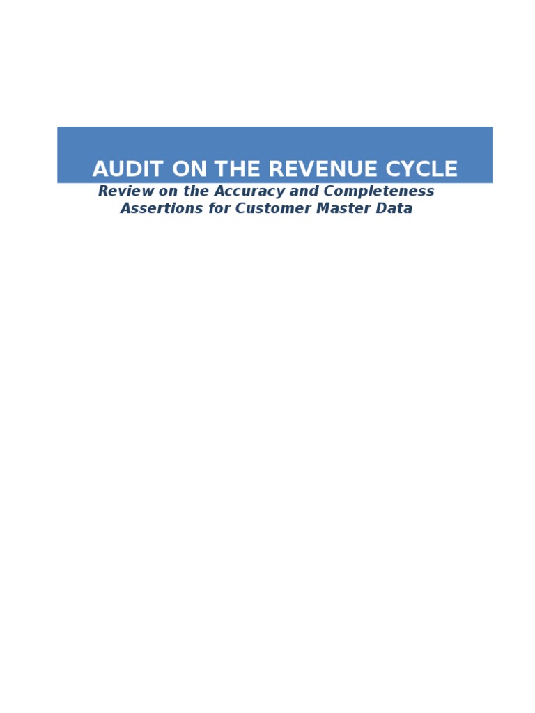 Audit On The Revenue Cycle | PDF | Audit | Payments
