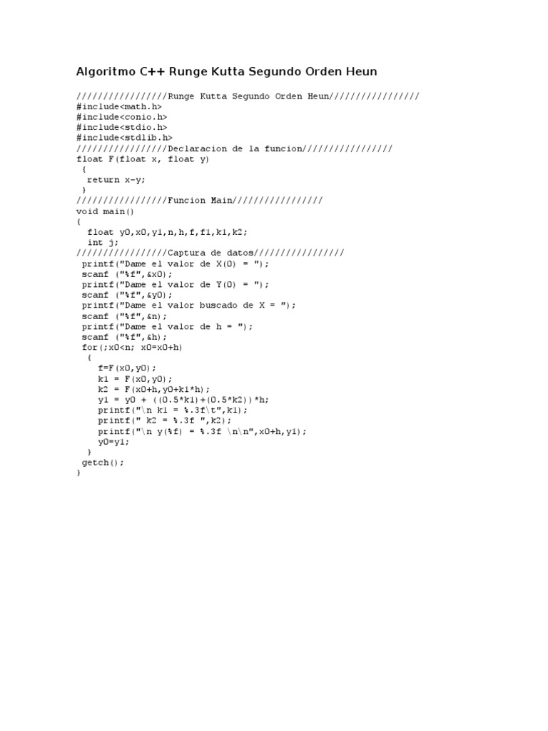 Algoritmo C Runge Kutta | PDF