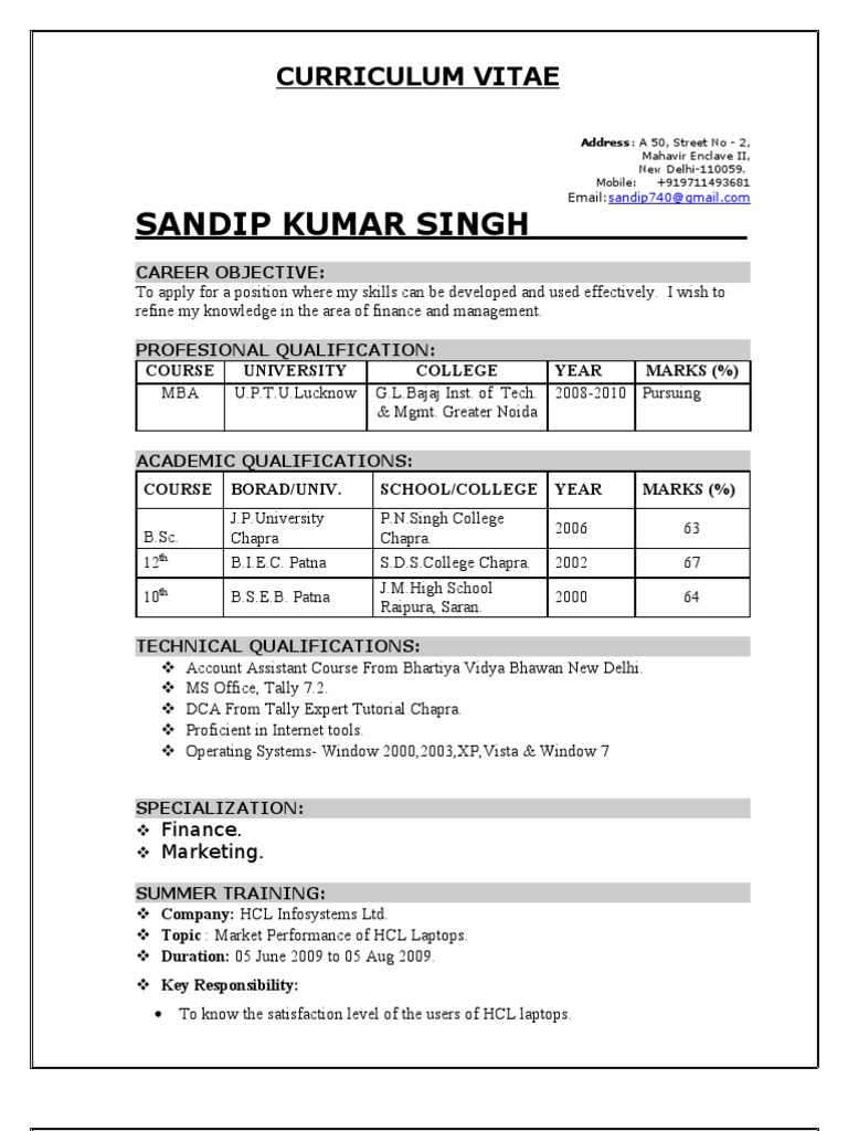 Resume Sandip Kumar Singh FINANCE | PDF