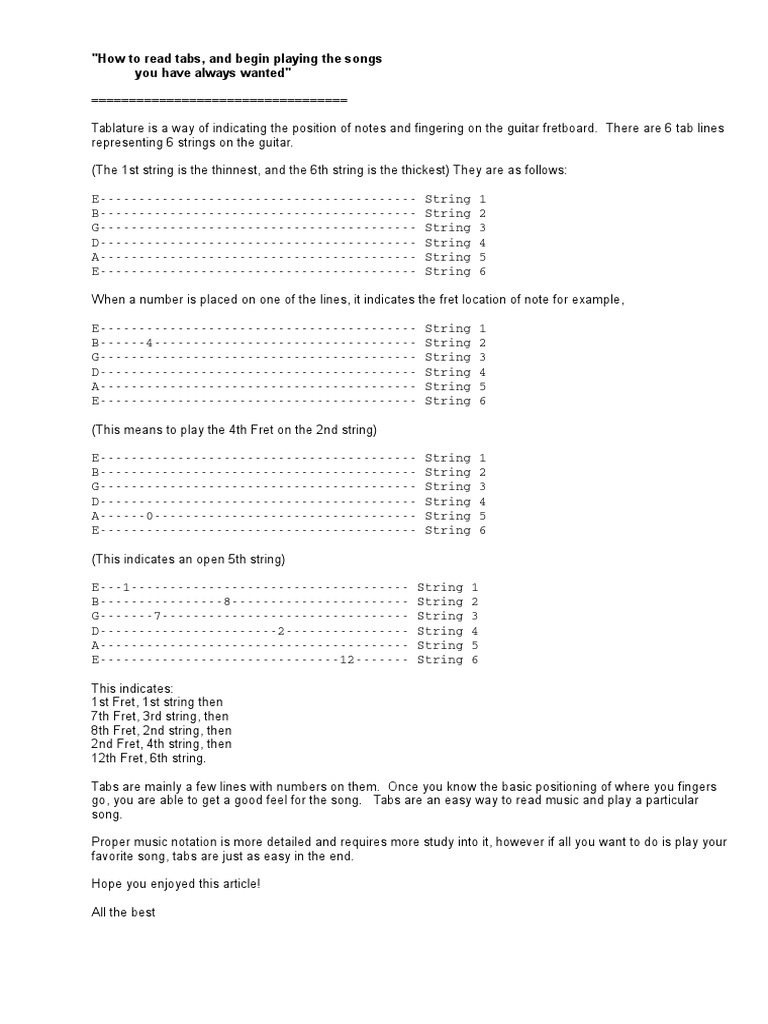 How To Read Tabs | PDF
