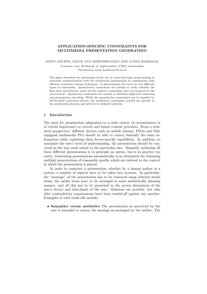 Joost Geurts, Jacco Van Ossenbruggen and Lynda Hardman Centrum Voor ...