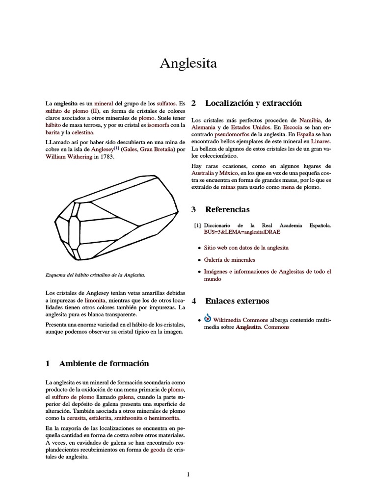 Anglesita | PDF | Minerales | Clasificación de minerales
