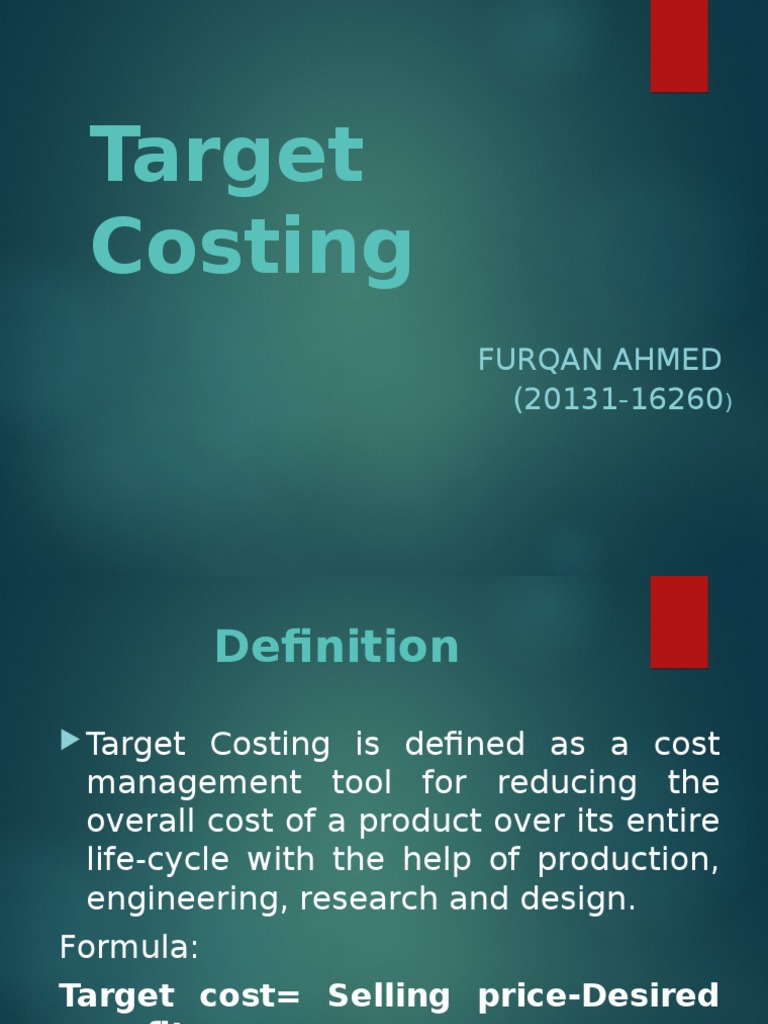 Target Costing Ppt | Marketing | Economics