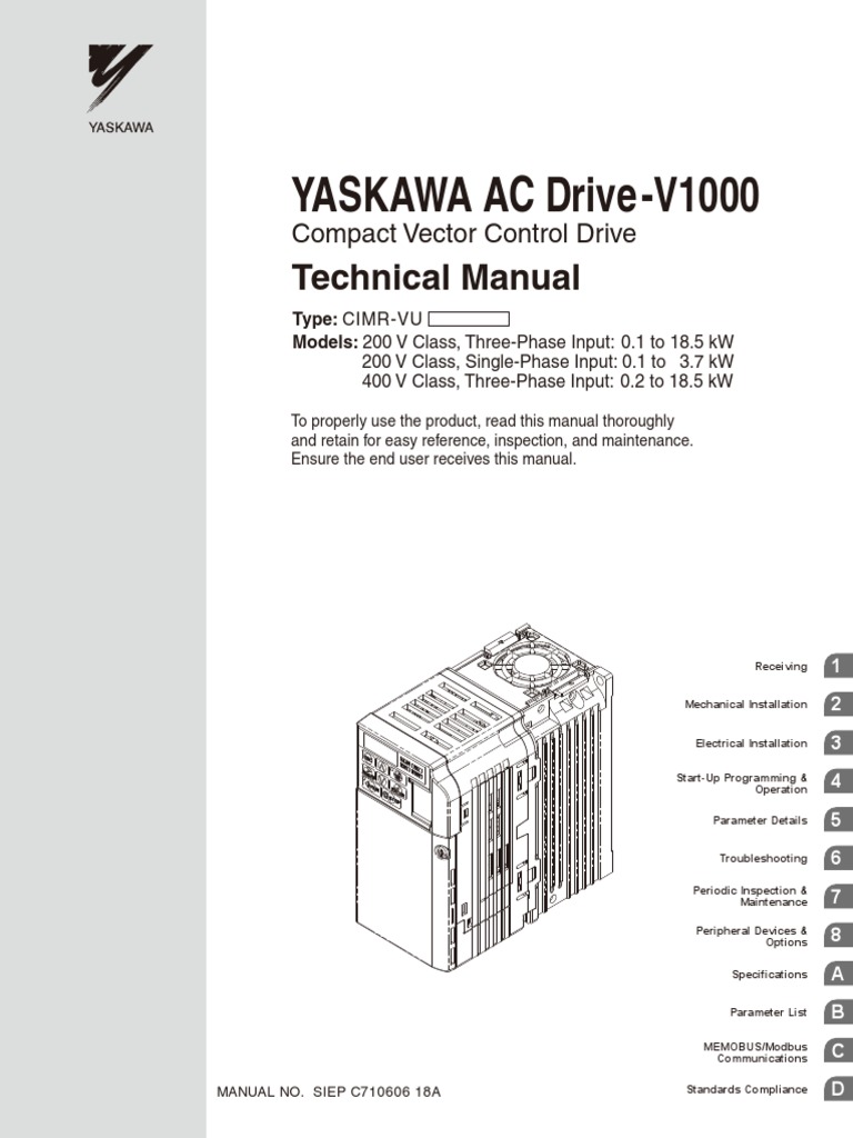 Manual Yaskawa v1000 | PDF | Electrical Wiring | Power Supply