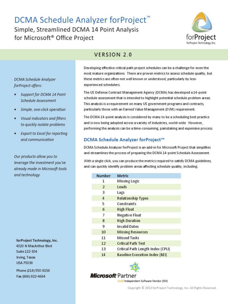 DCMA_Schedule_Analyzer_forProject | PDF | Business | Software