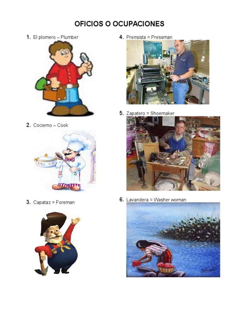 30 Oficios U Ocupaciones o Profesiones en Ingles | PDF