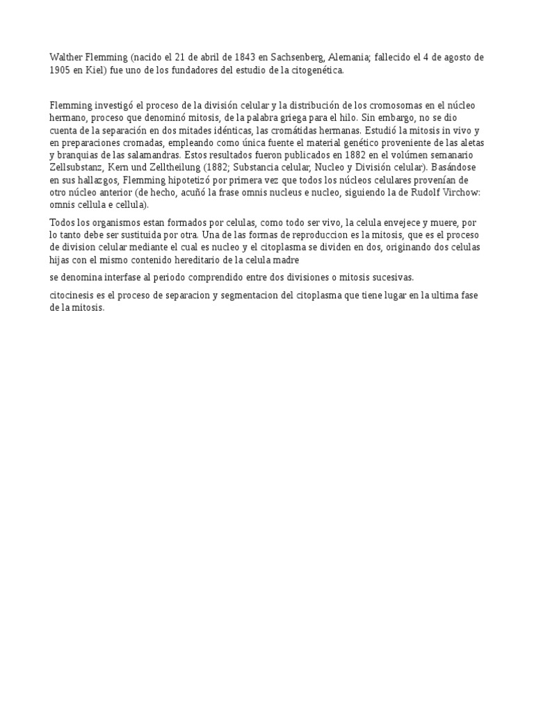 Walther Flemming | PDF | Ciencia y matemáticas
