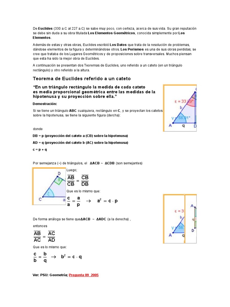 Teorema de Euclides | Geometría euclidiana | Geometría | Prueba ...