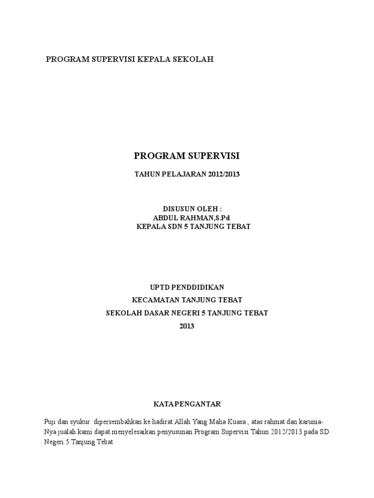 Cover Program Supervisi Kepala Sekolah | PDF