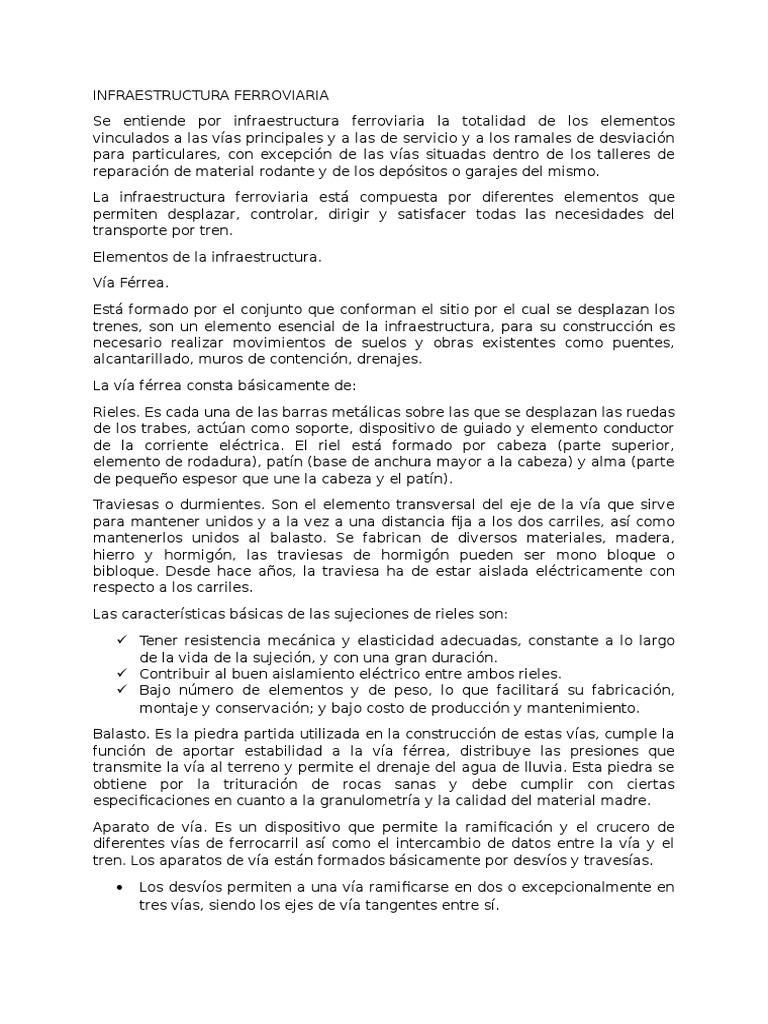 Infraestructura Ferroviaria | PDF | Track (transporte ferroviario) | Transporte ferroviario