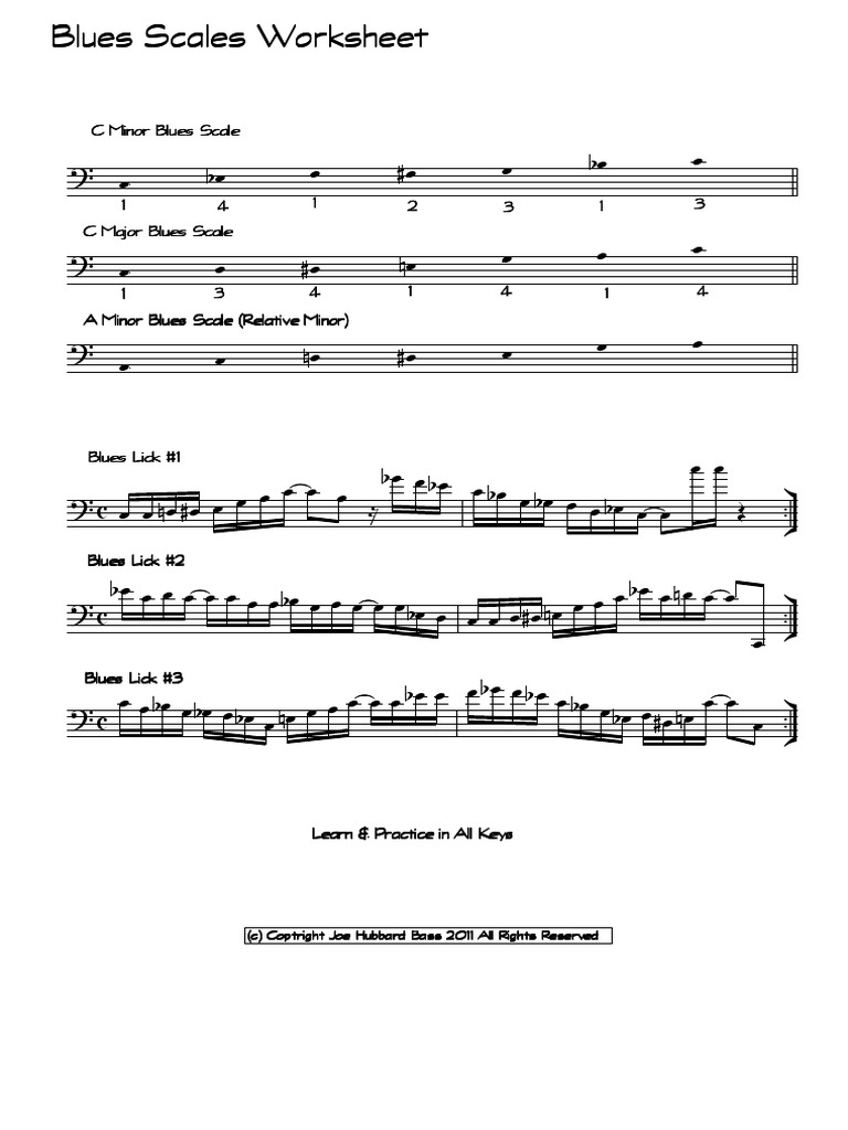 C Blues Scale Worksheet | PDF | Art