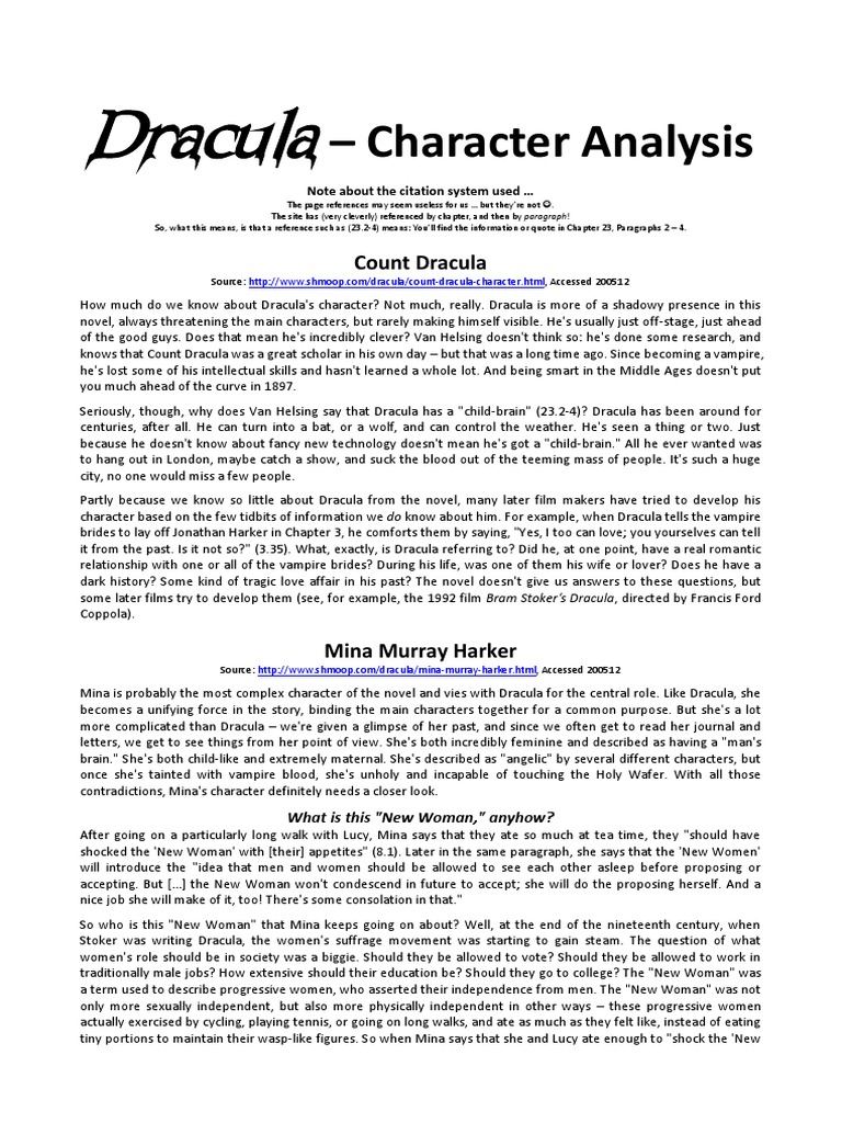 Dracula - Character Analysis | Abraham Van Helsing | Mina Harker