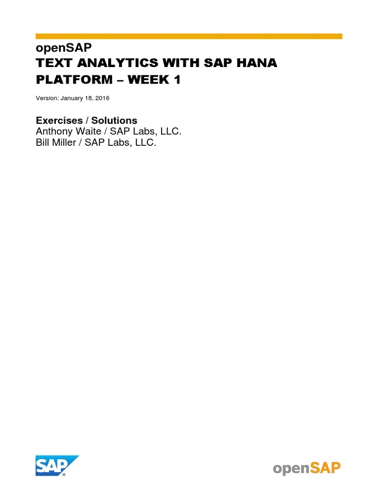 OpenSAP Hsta1 Week 1 Exercise | PDF | Sql | Command Line Interface