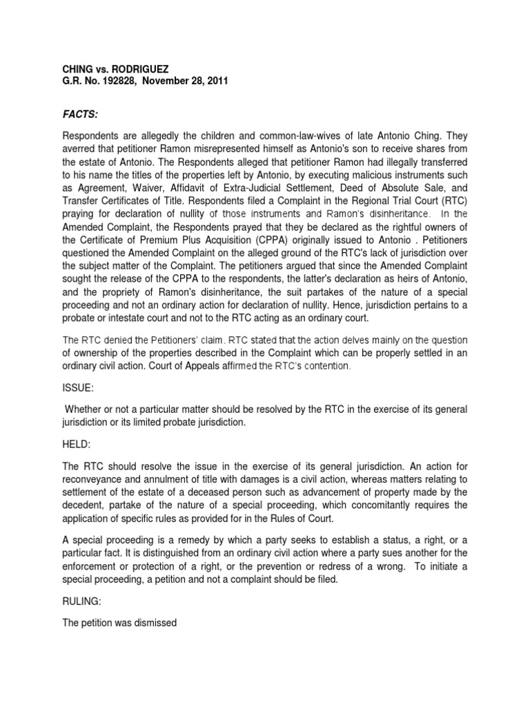 Case Digest Specpro | PDF | Probate | Lawsuit