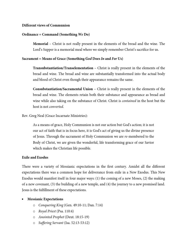 Communion Notes Supplement | PDF | Eucharist | Monotheism