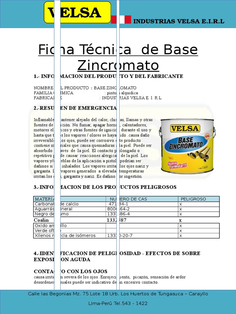 Base Zincromato | PDF | Combustión | Sistema respiratorio