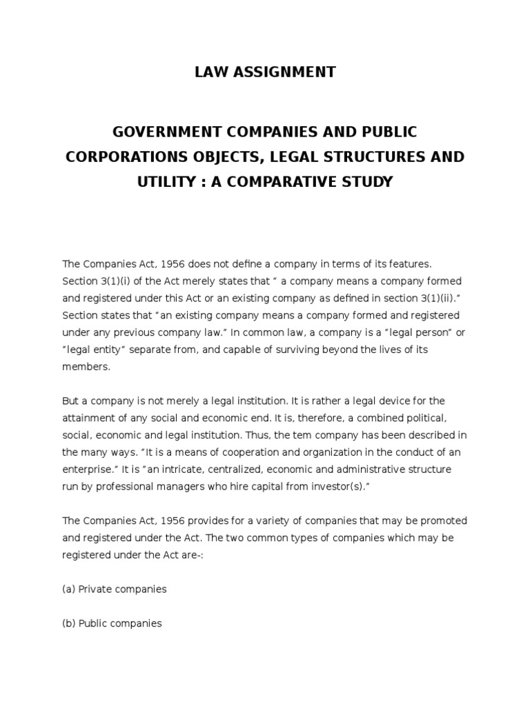 Law Assignment | State Owned Enterprise | Companies