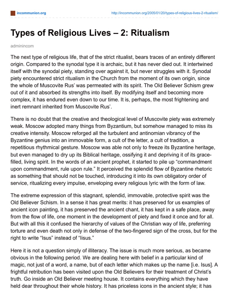 Understanding Strict Ritualism in Religion | PDF | Eastern Orthodox ...