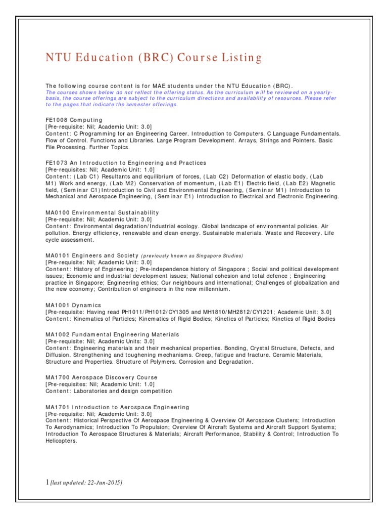 NTU MAE Course Curriculum Overview | PDF | Fluid Dynamics | Wear