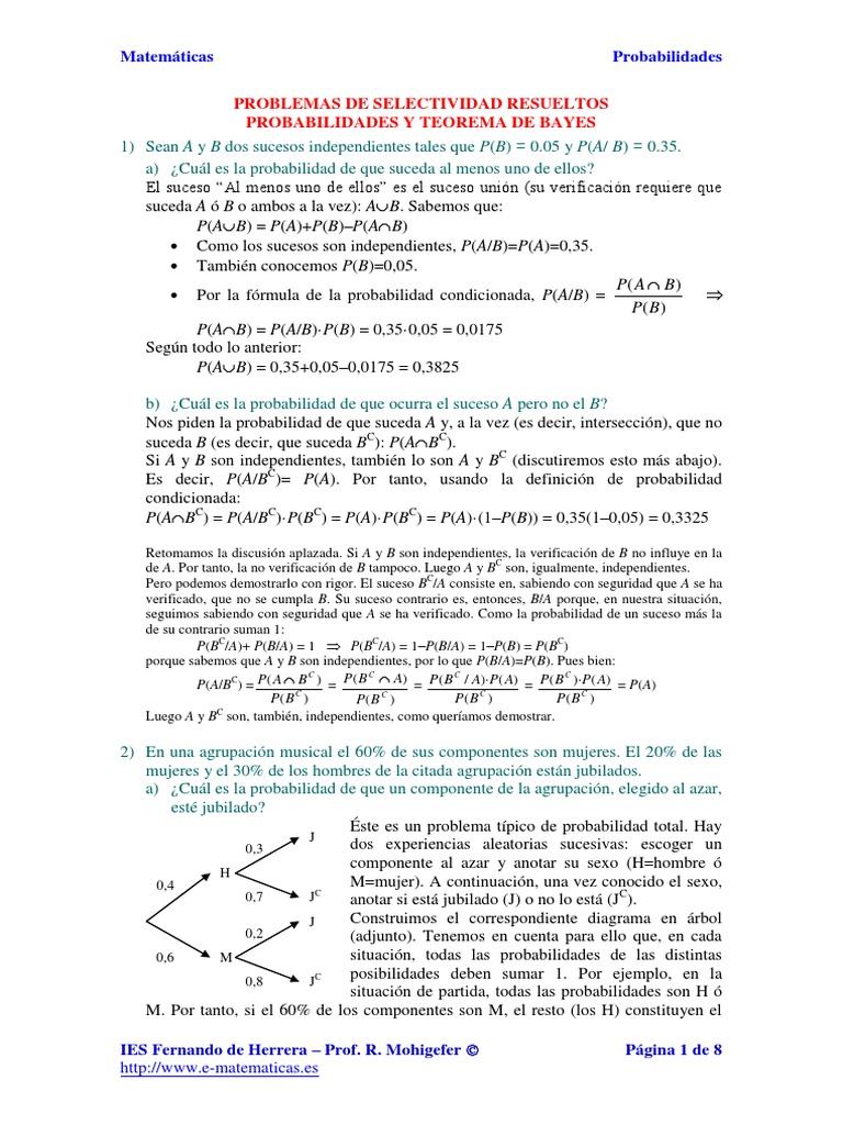 Problemas de Selectividad Resueltos de Probabilidades | PDF | Probabilidad | Jugando a las cartas
