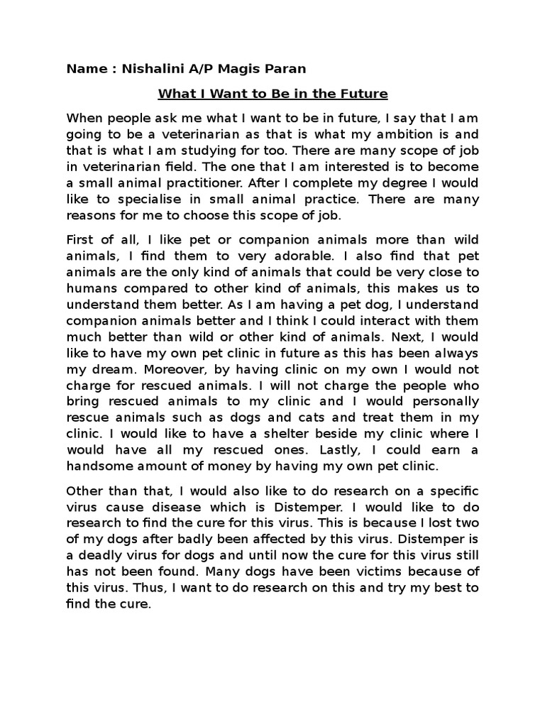 What I Want To Be in The Future | PDF | Wellness