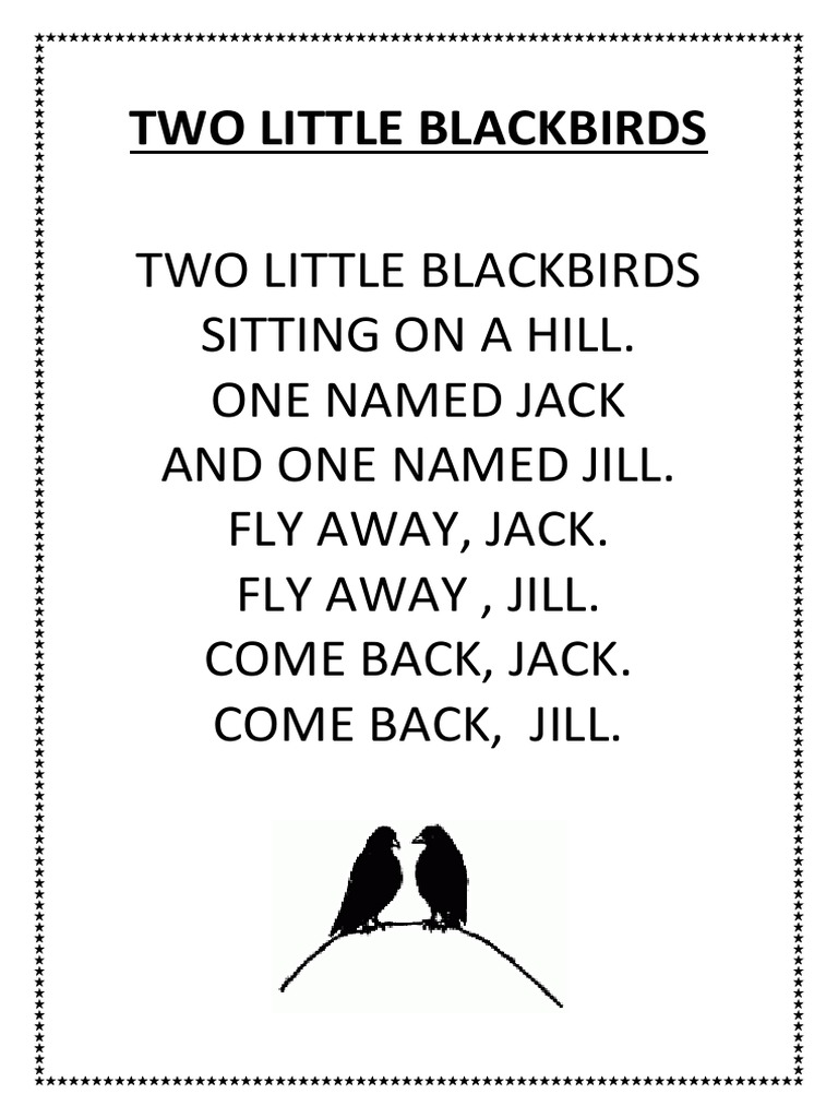 Two Little Blackbirds Lyrics | PDF