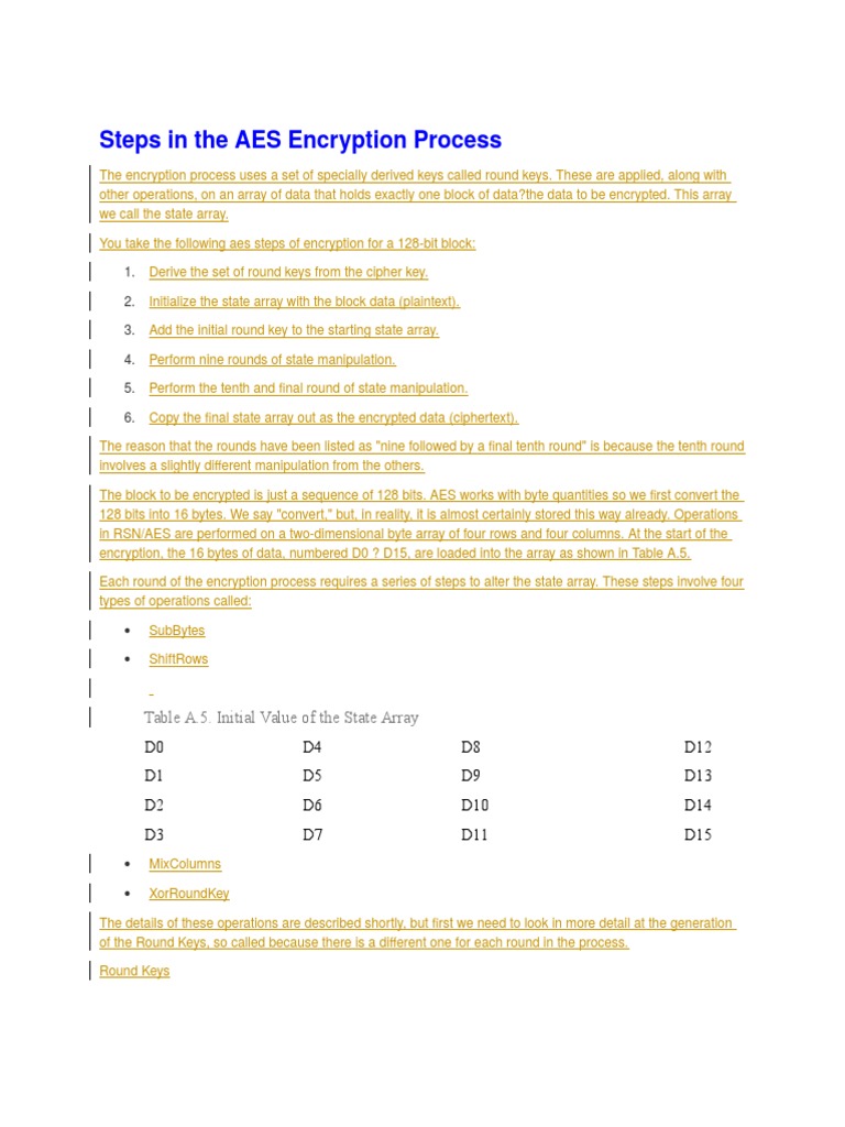 Steps in The AES Encryption Process | PDF | Cryptography | Matrix (Mathematics)