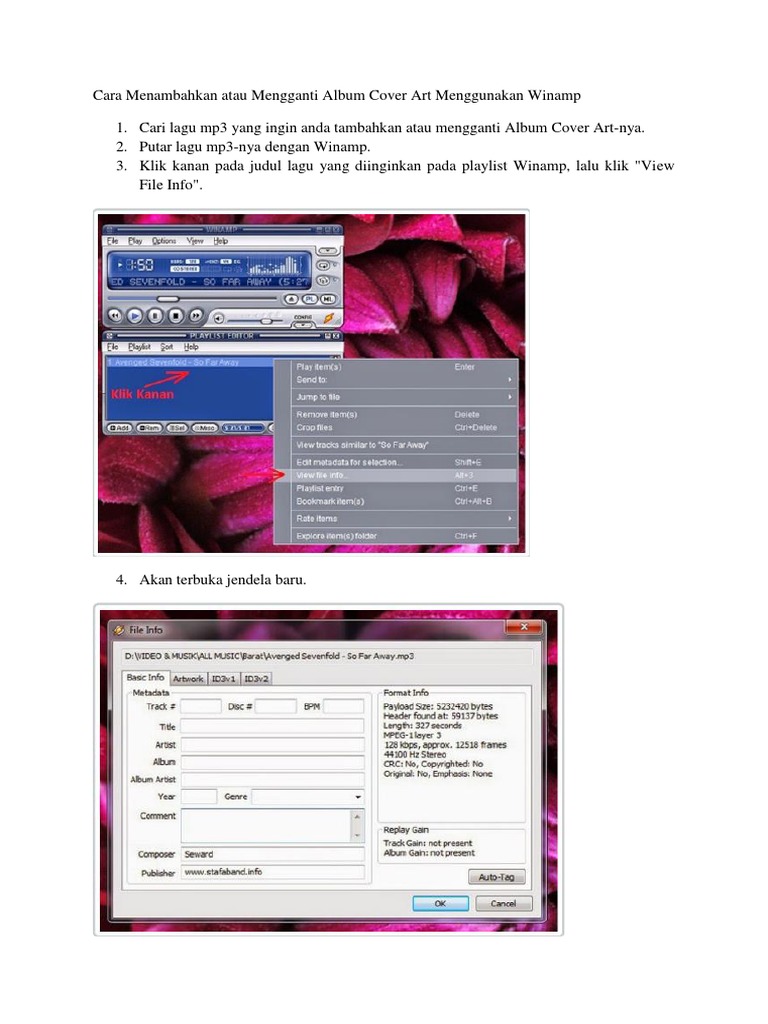 Cara Menambahkan Atau Mengganti Album Cover Art Menggunakan Winamp | PDF