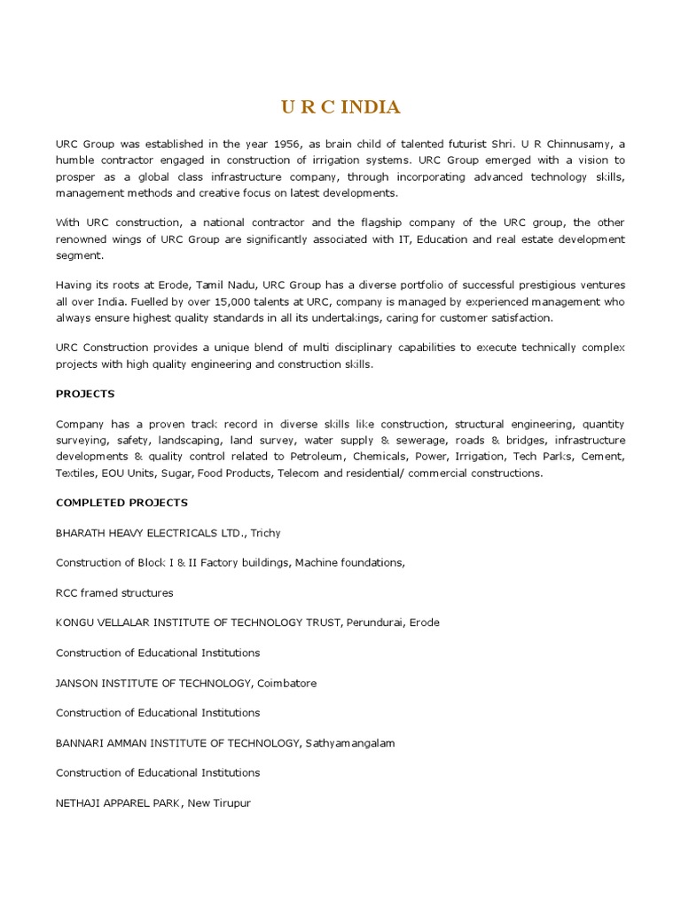 Urc | PDF | Bangalore | Tamil Nadu