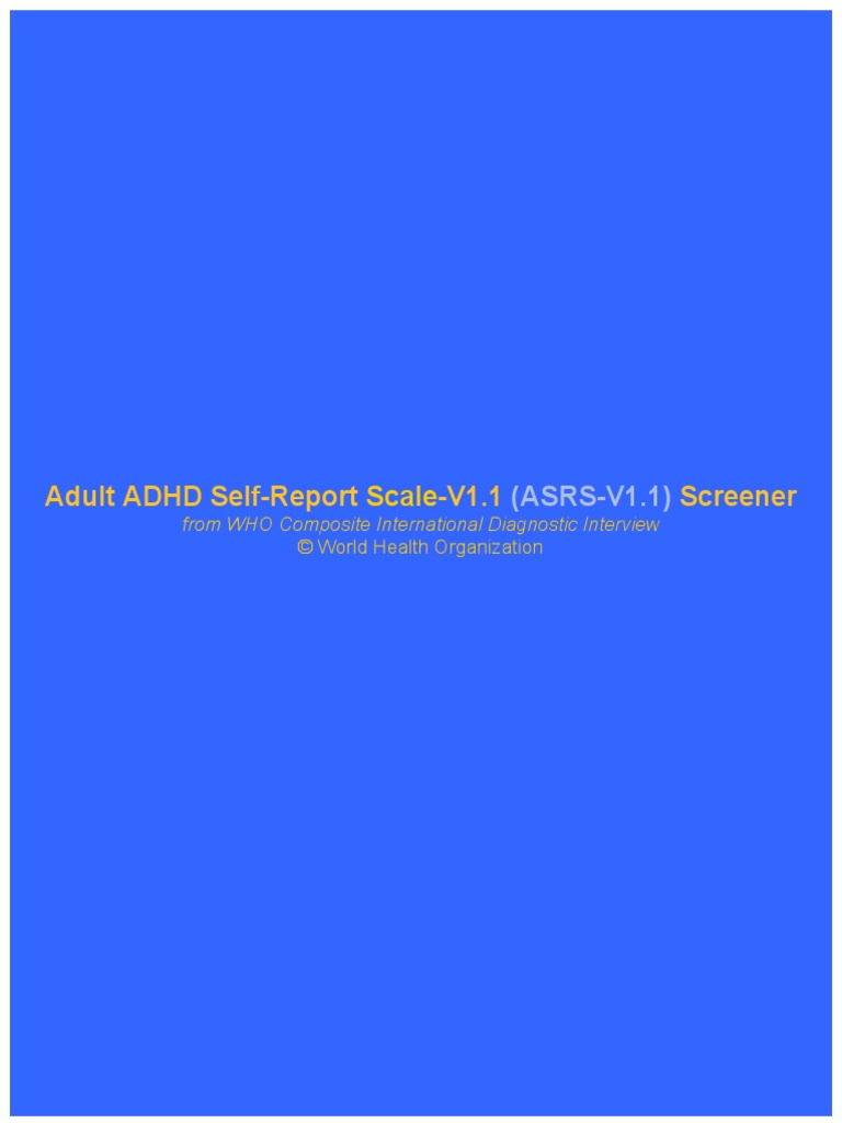 Adult ADHD Self-Report Scale (ASRS) | PDF | Adult Attention Deficit ...