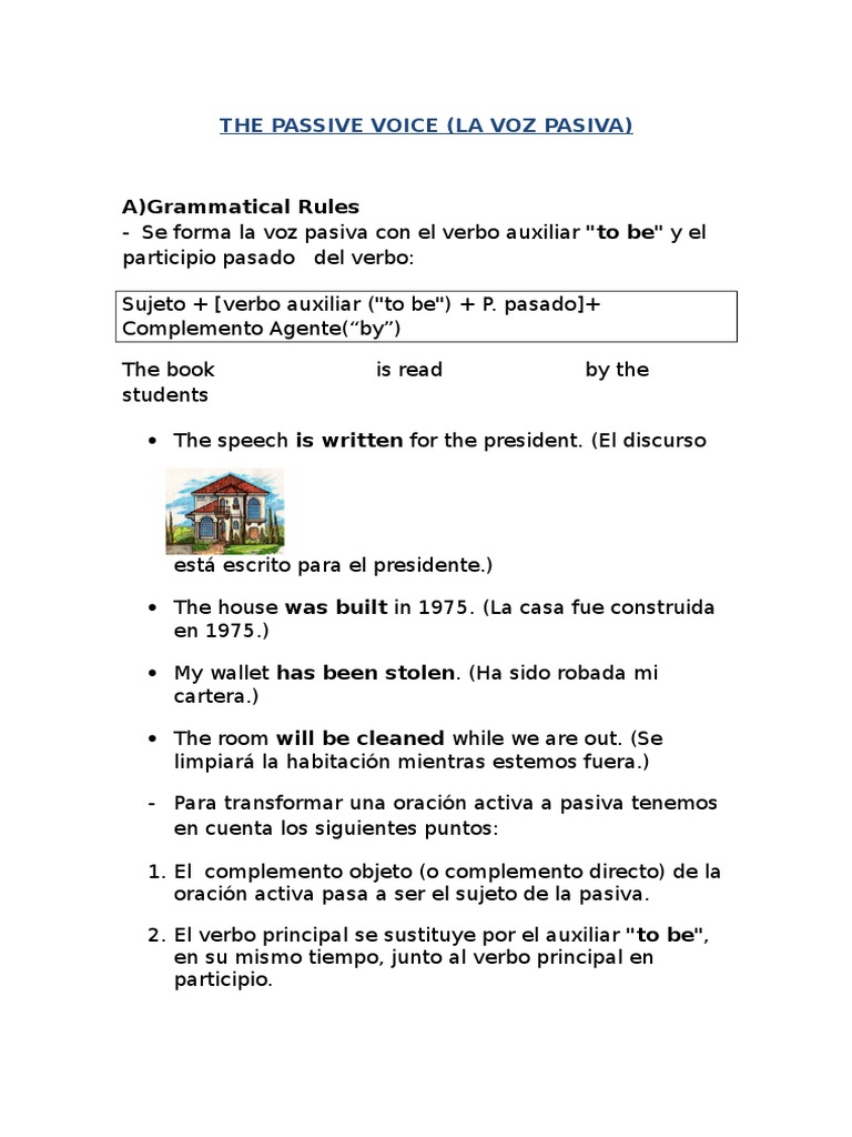 Passive Voice(Grammar y Ejercicios) | Mecánica del lenguaje | Gramática
