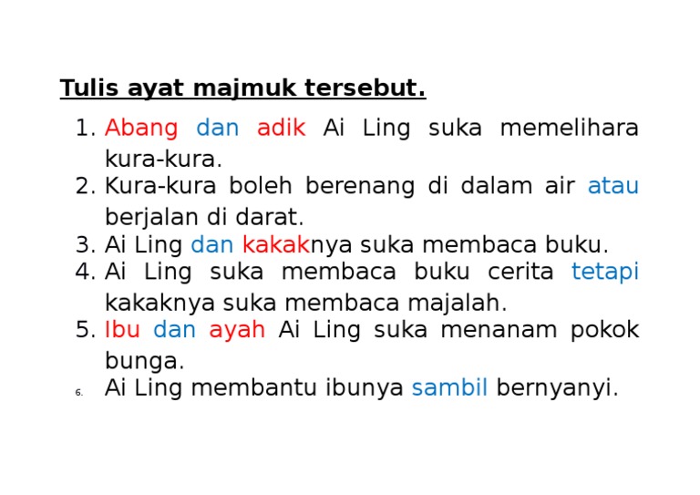 Contoh Ayat Majmuk Tahun 2 Amararosmcclain | Images and Photos finder