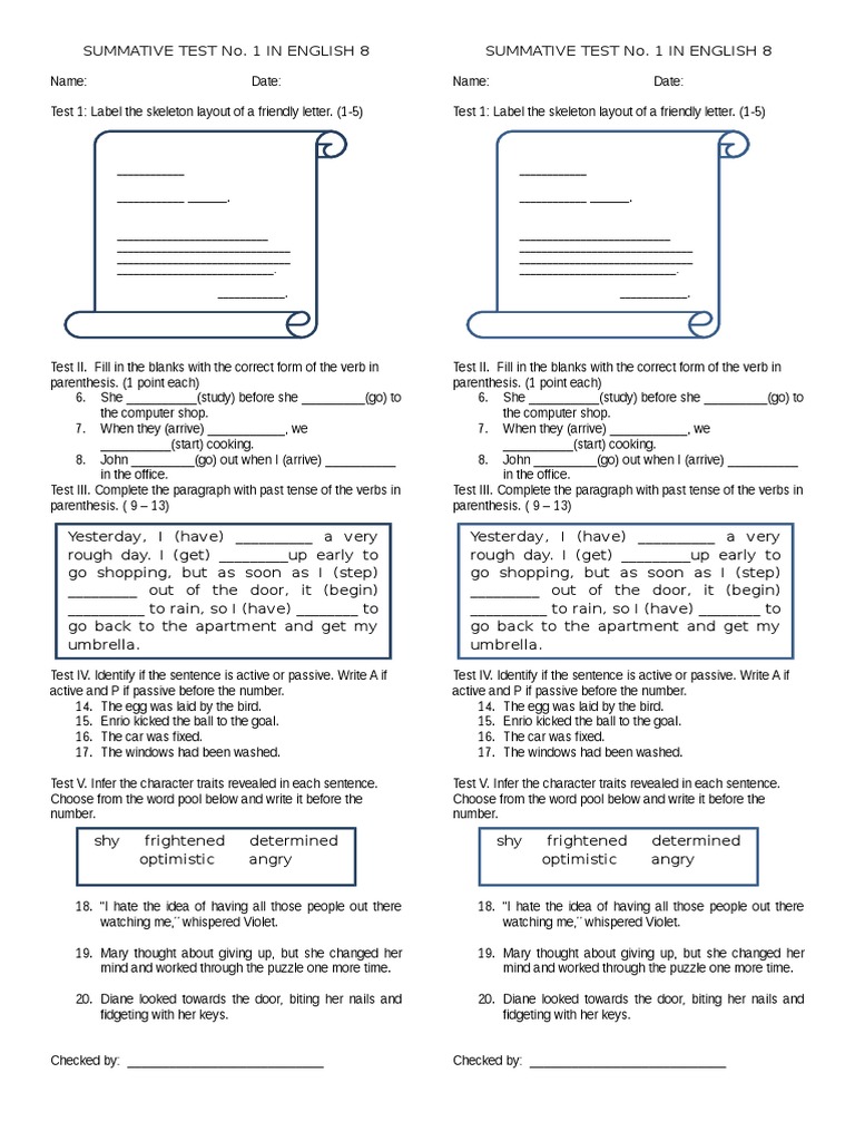 Summative Test No1 in English 8 | PDF | Syntactic Relationships | Languages
