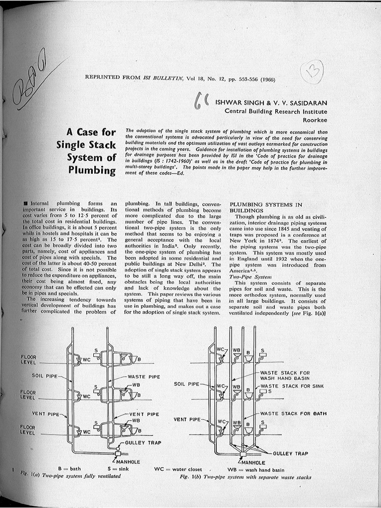 Single Stack System Plumbing | PDF
