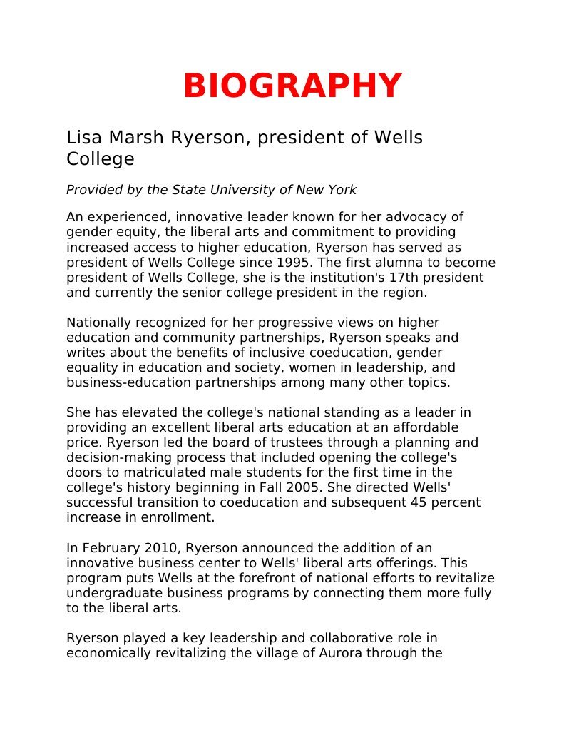 Biography - Lisa Marsh Ryerson | PDF | College | Syracuse