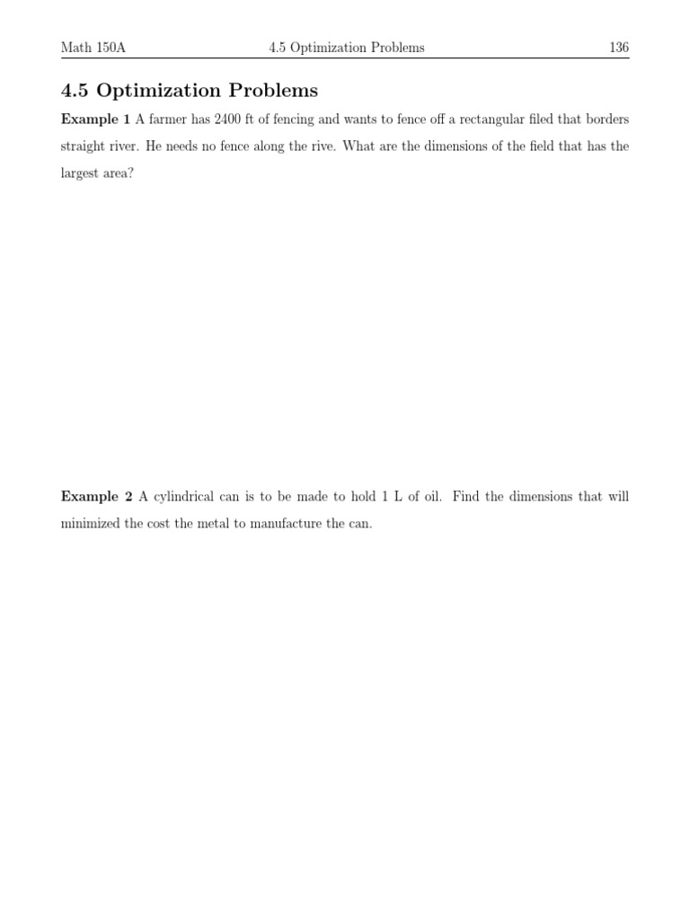 4 5 Optimization Problems Pdf Prices Profit Economics