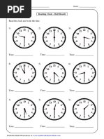 24 Hour Clock Worksheet | PDF