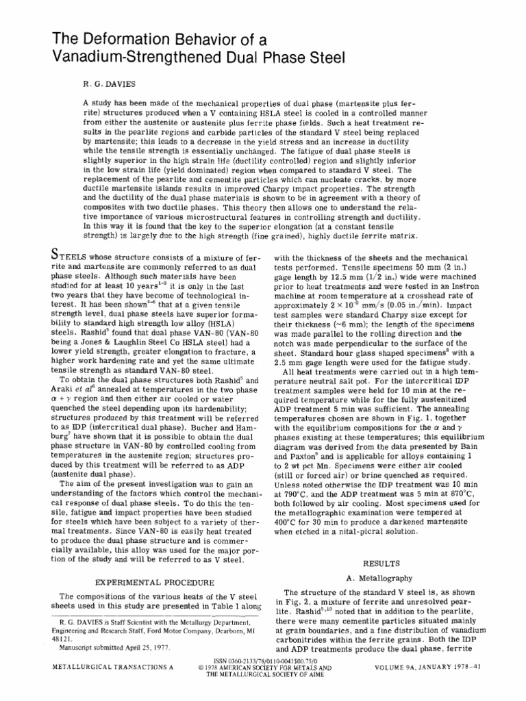 The Deformation Behavior of A | PDF | Steel | Strength Of Materials