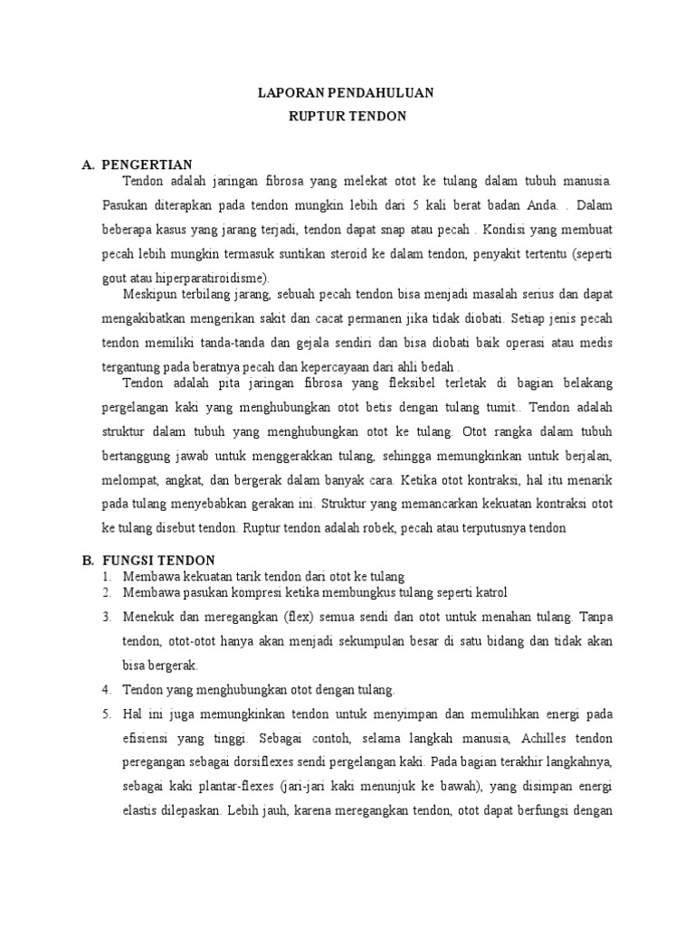 Memahami Ruptur Tendon: Gejala dan Pengobatan | PDF | Pengembangan Diri ...