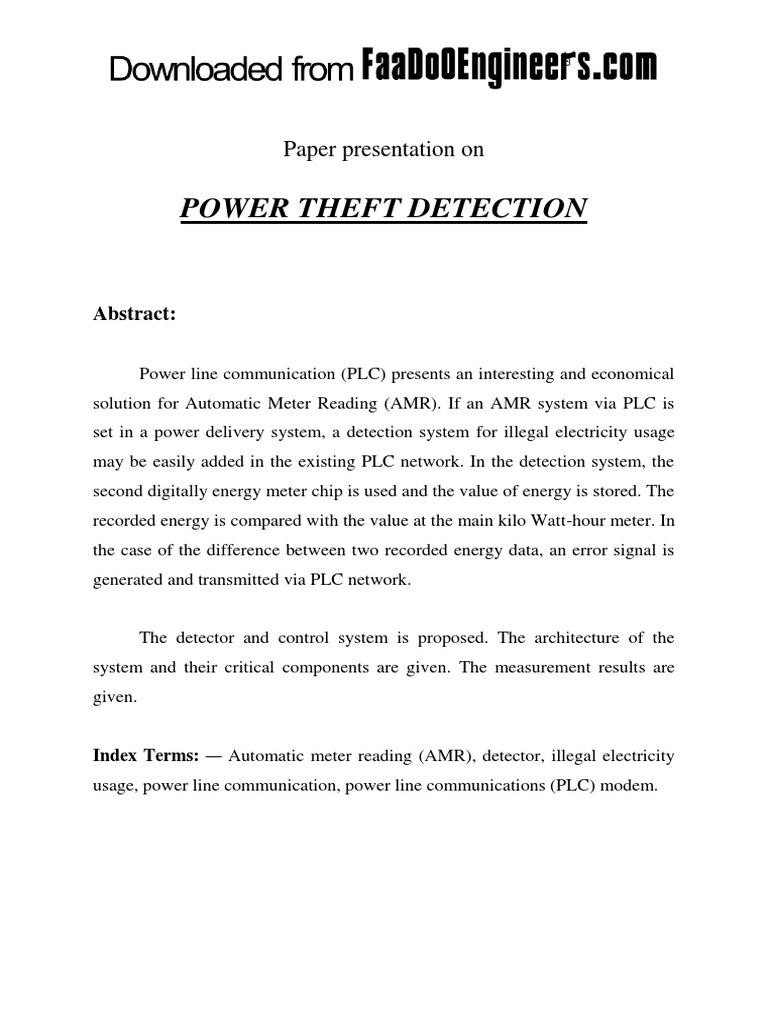 Power Theft Detection via PLC Systems | PDF