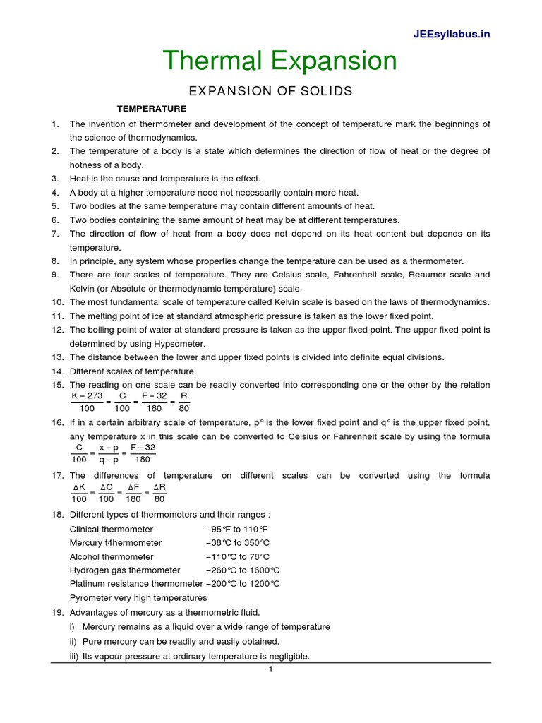 Thermal Expansion | PDF | Thermal Expansion | Temperature