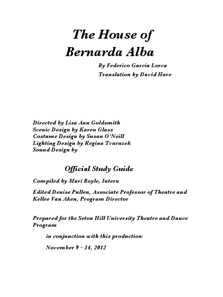 The House of Bernarda Alba Study Guide | PDF | Federico García Lorca ...