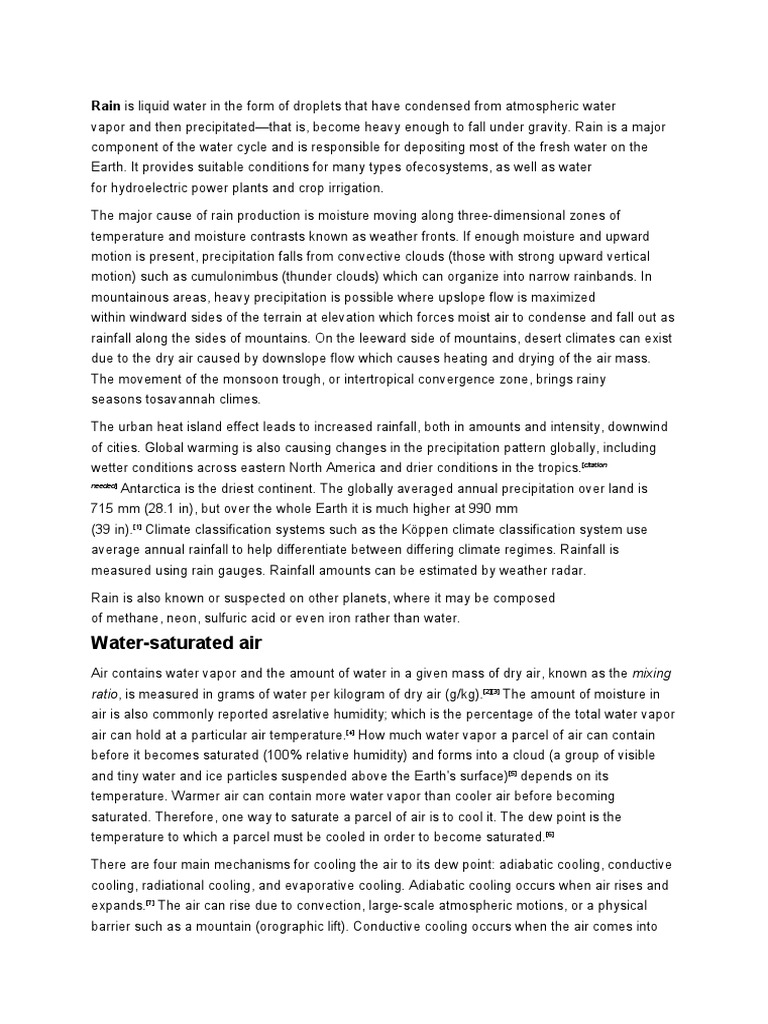 Rain Description | Rain | Precipitation
