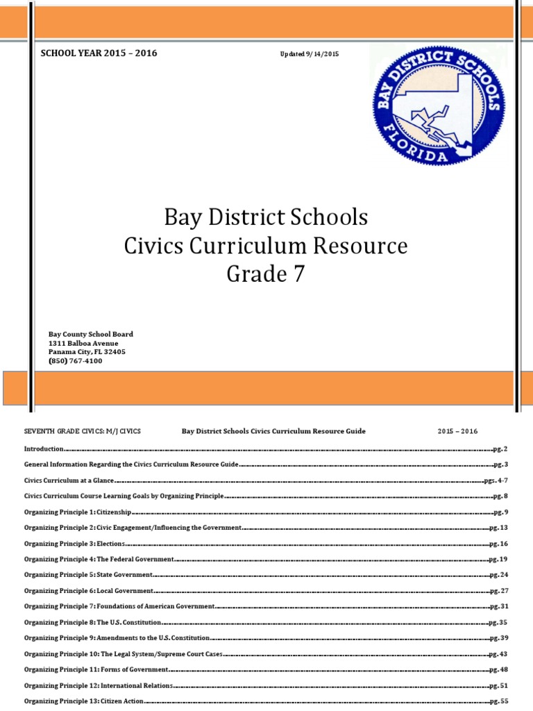 7th Grade Civics Curriculum Guide 2015-2016 | PDF | Federal Government ...