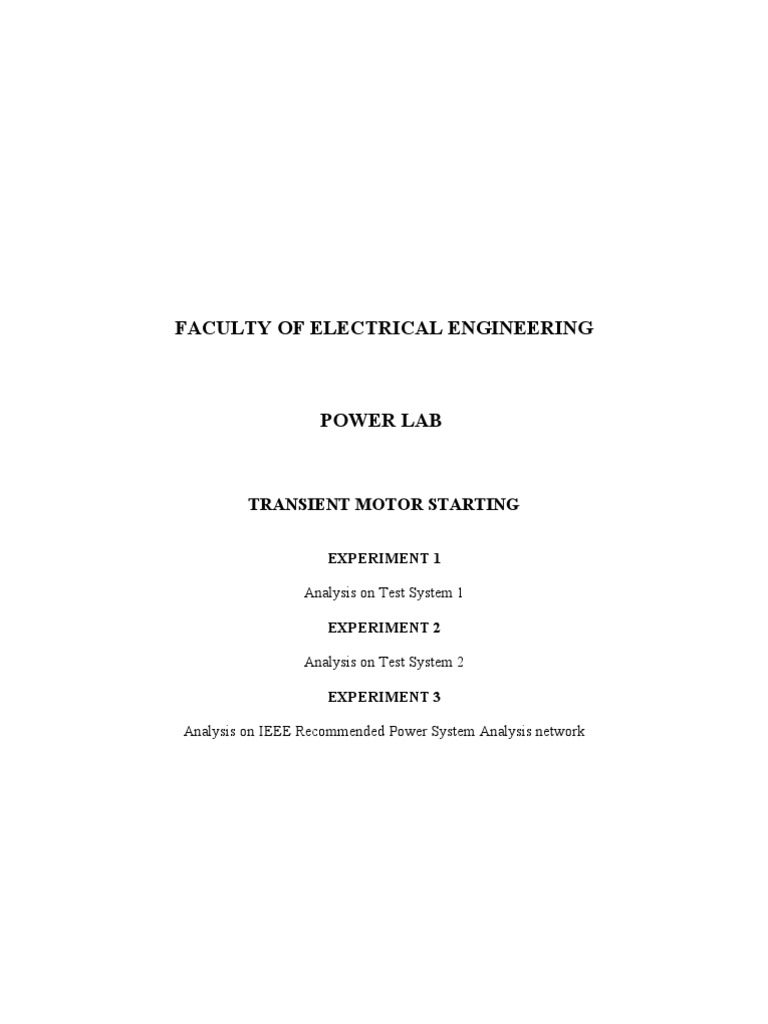 Transient Motor Starting Lab Sheet | PDF | Electric Motor | Electric ...