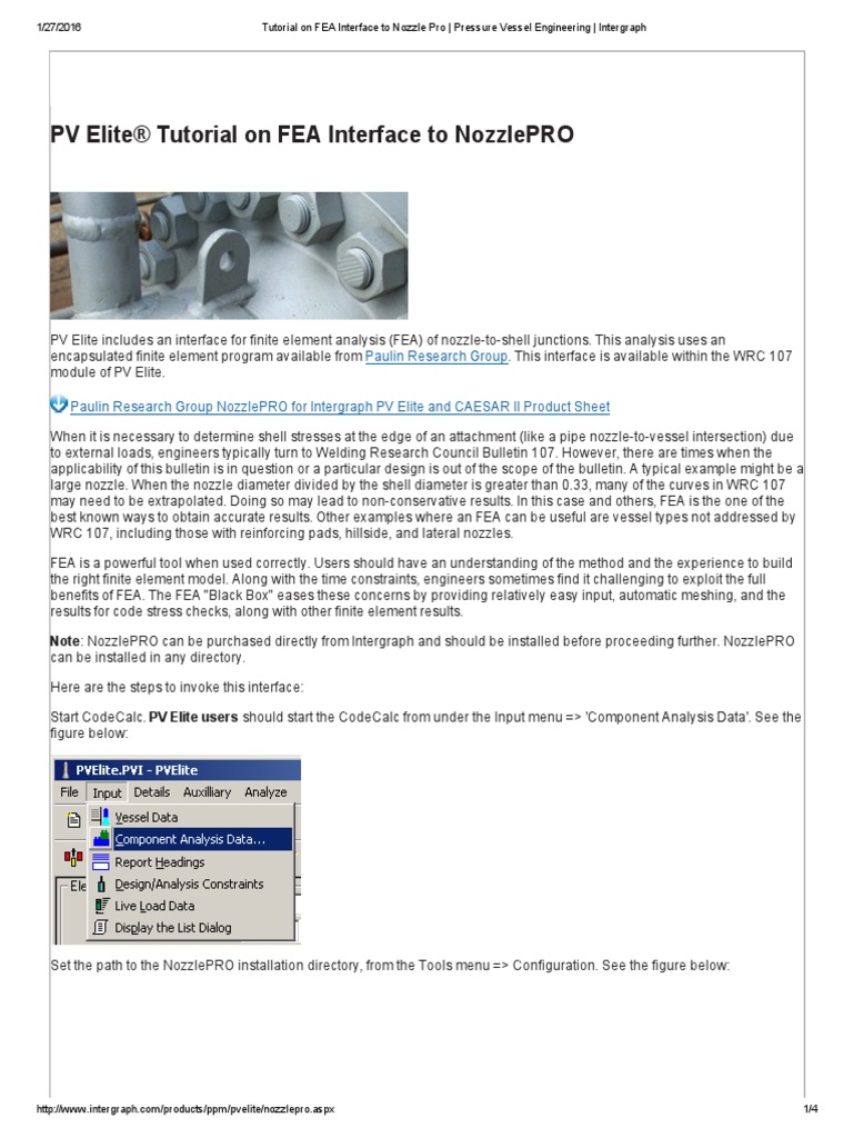 Tutorial On FEA Interface To Nozzle Pro - Pressure Vessel Engineering ...