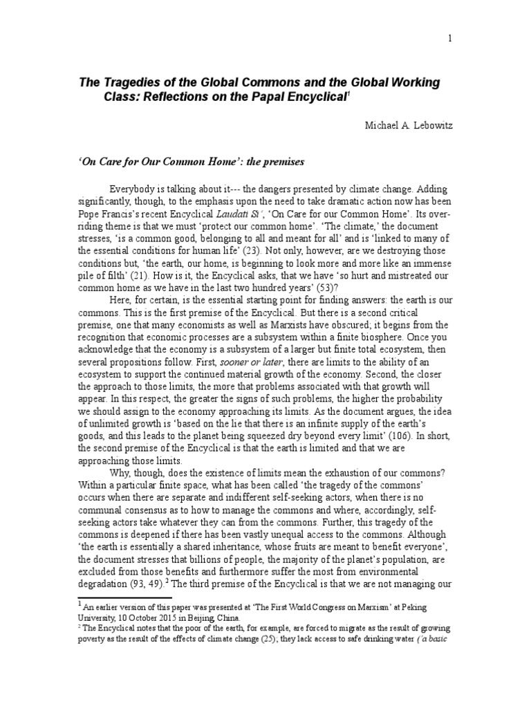 ARTICLE - The Tragedies of The Global Commons and The Global Working ...