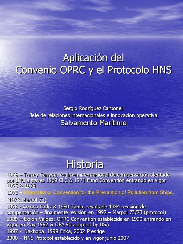 Aplicación del Convenio OPRC y HNS | PDF | Salud y bienestar | Medicina