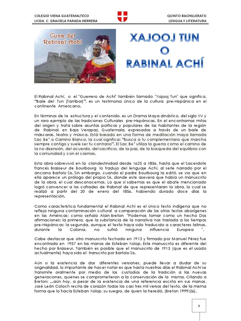 Rabinal Achí Documento | PDF | Cultura (general)