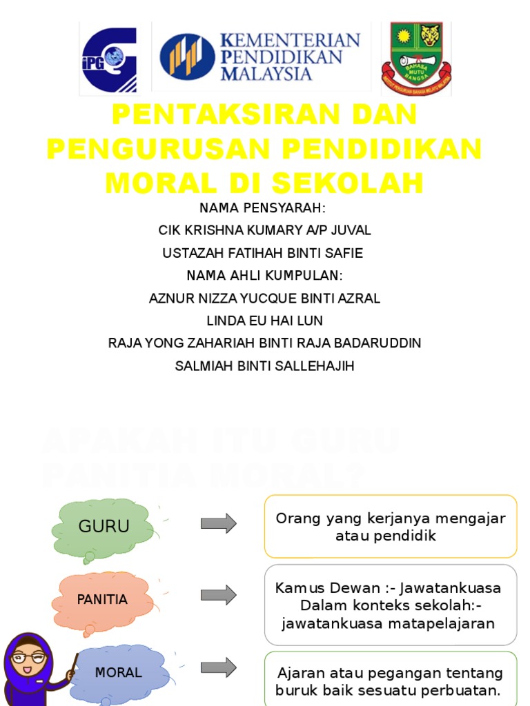 Tugas Dan Tanggungjawab Guru Panitia Pendidikan Moral Di Sekolah Kump 3 ...